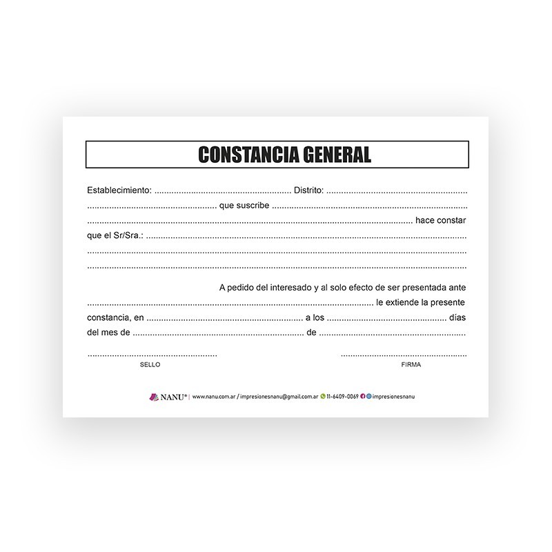 CONSTANCIA GENERAL